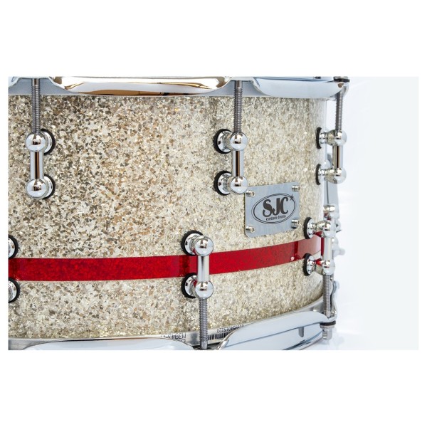 SJC Drums 14 x 7" Custom Snare, Silver & Red Glitter at Gear4music