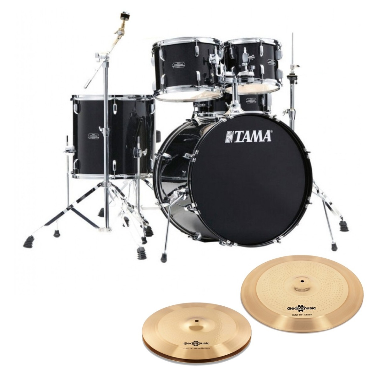 DISC Tama Stagestar 22" 5pc Drum Kit w/Cymbals, Black Sparkle at Gear4music
