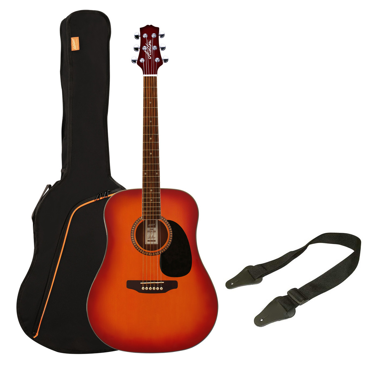 DISC Ashton SPD25 Acoustic Guitar Starter Pack, Cherry Sunburst at ...