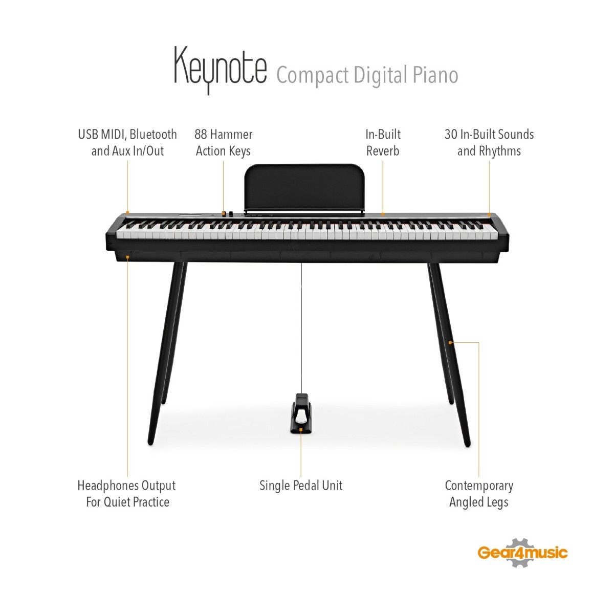 Keynote Compact Digital Stage Piano with Bluetooth, Black - Nearly New ...