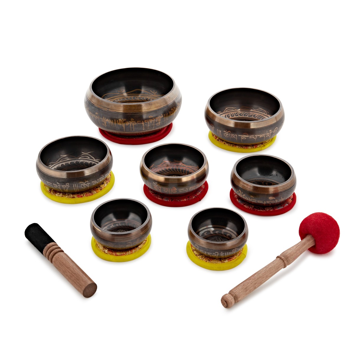 Gear4music Life Seven Piece Ornate Brass Singing Bowl Set - Nearly New ...