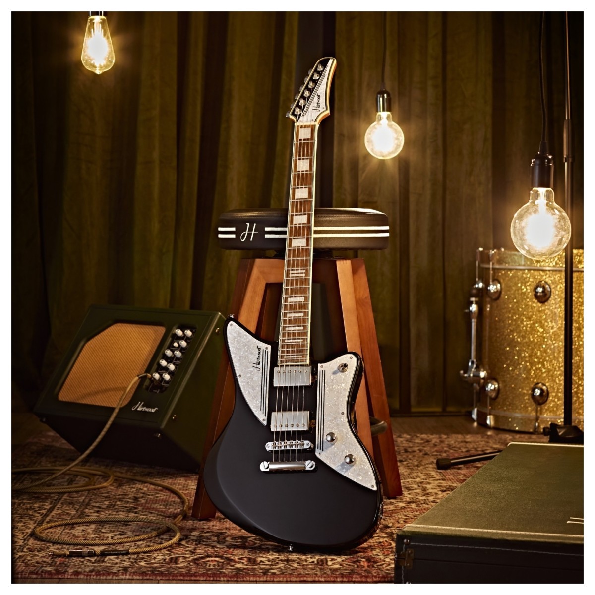 Hartwood Charger Electric Guitar, Jet Black at Gear4music