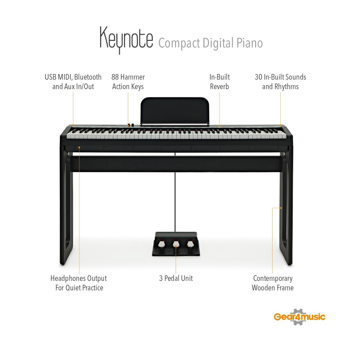 Keynote Compact Digital Upright Piano with Bluetooth, Black - Nearly ...