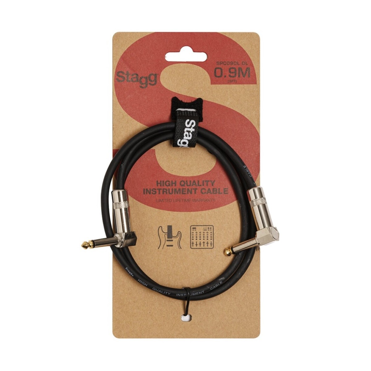 Stagg SPC090L DL 3FT Right Angle Jack to Right Angle Jack Patch Cable ...