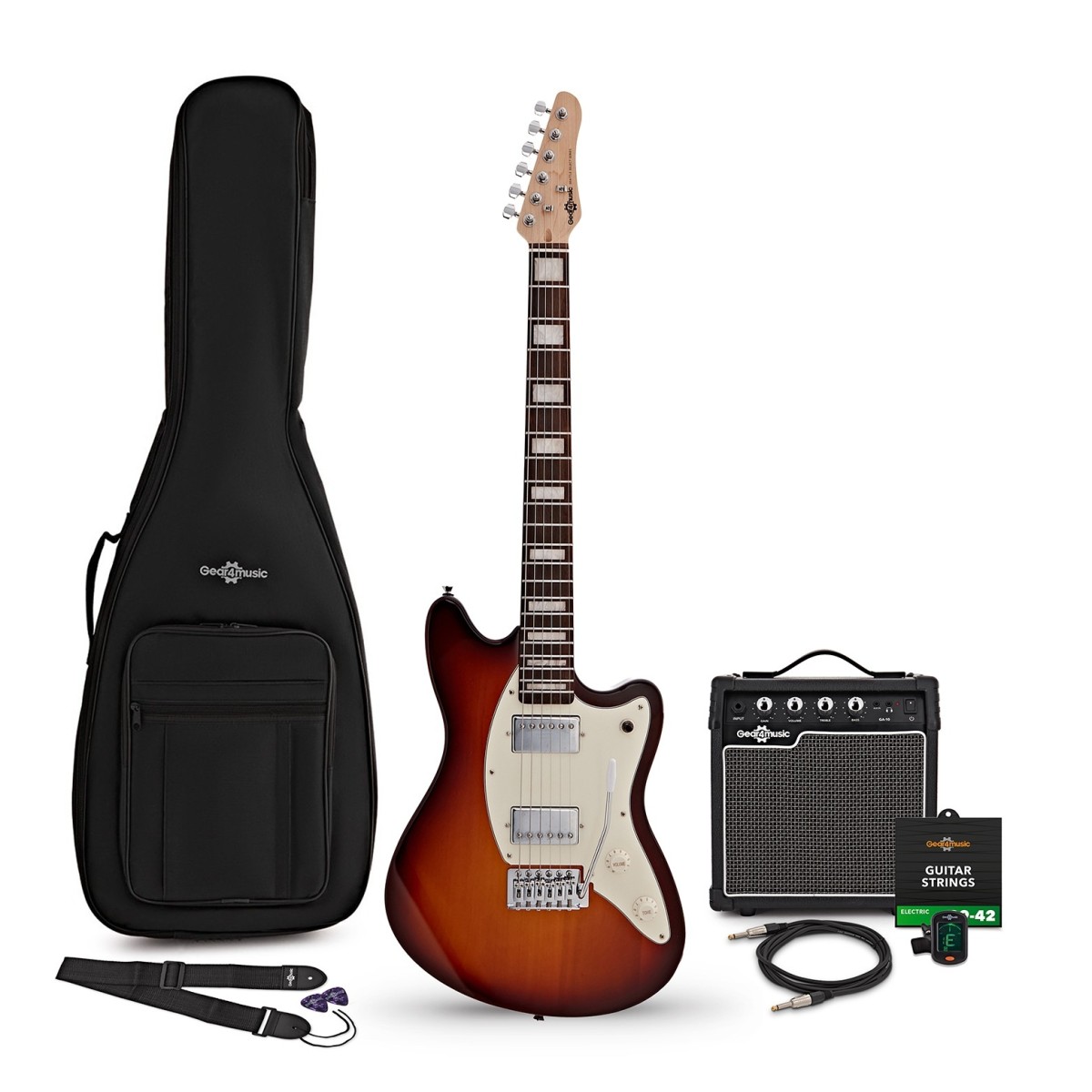 Seattle Select Electric Guitar Sunburst, 10W Guitar Amp & Accessory ...