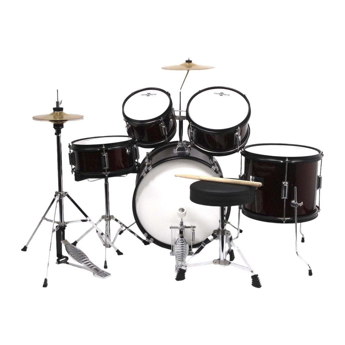 Junior 5 Piece Drum Kit by Gear4music, Wine Red - Secondhand at Gear4music