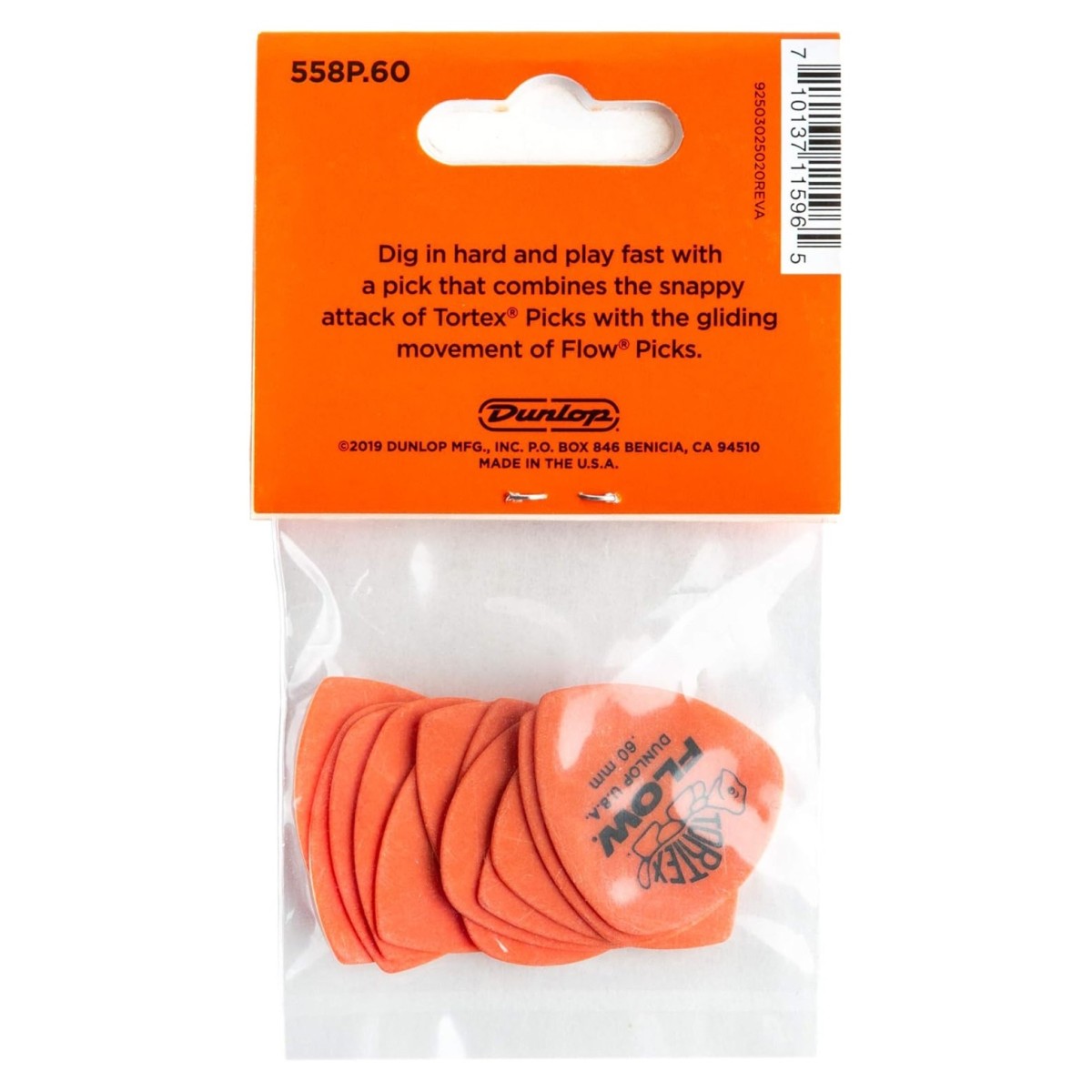 Dunlop 558P Tortex Flow Pick, .60mm, Orange, 12 Pack at Gear4music