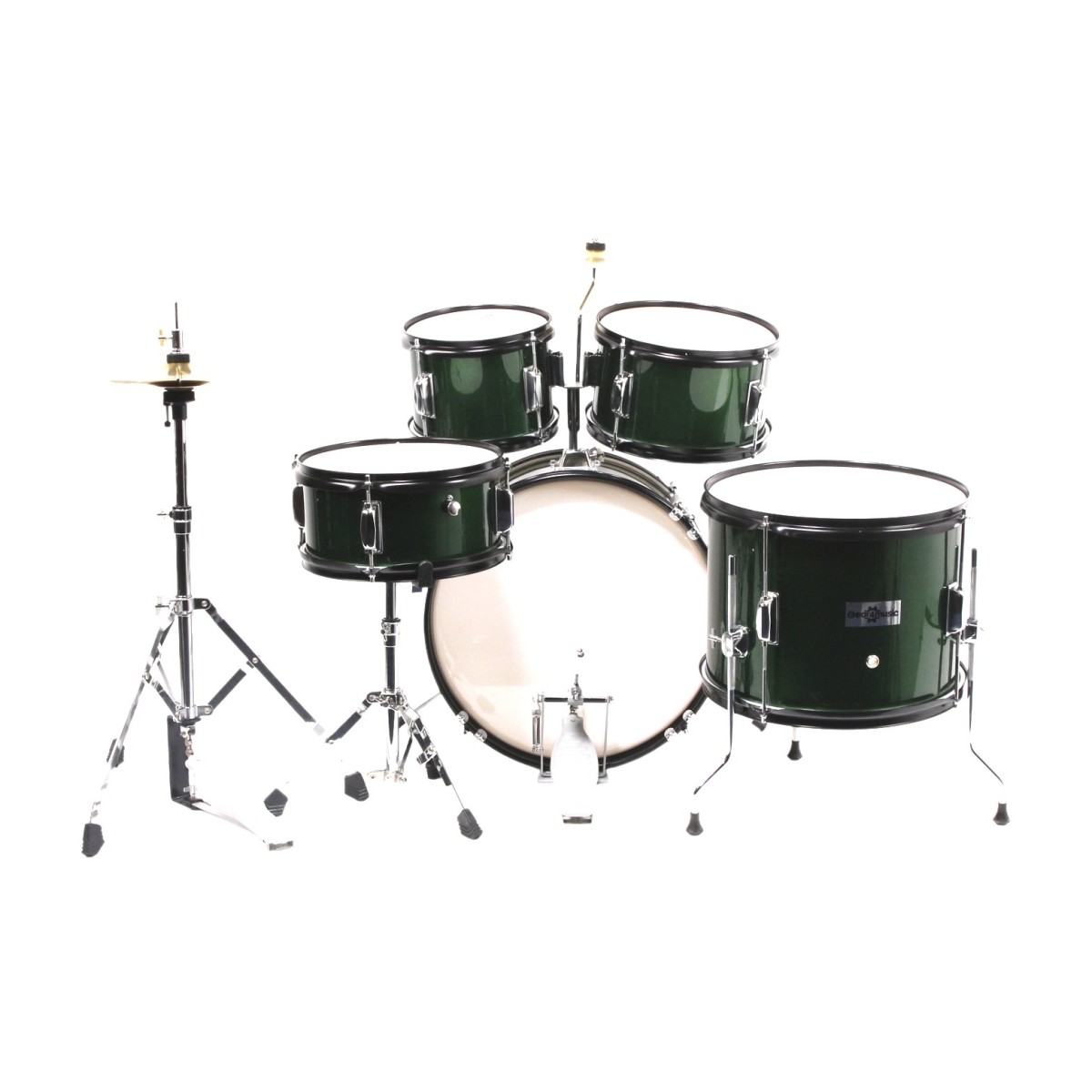Junior 5 Piece Drum Kit by Gear4music, Green - Secondhand at Gear4music