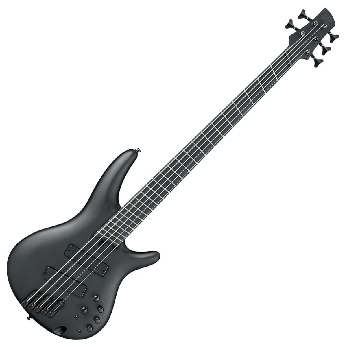 Ibanez SRMS625EX Iron Label 5-String Bass, Black Flat | Gear4music