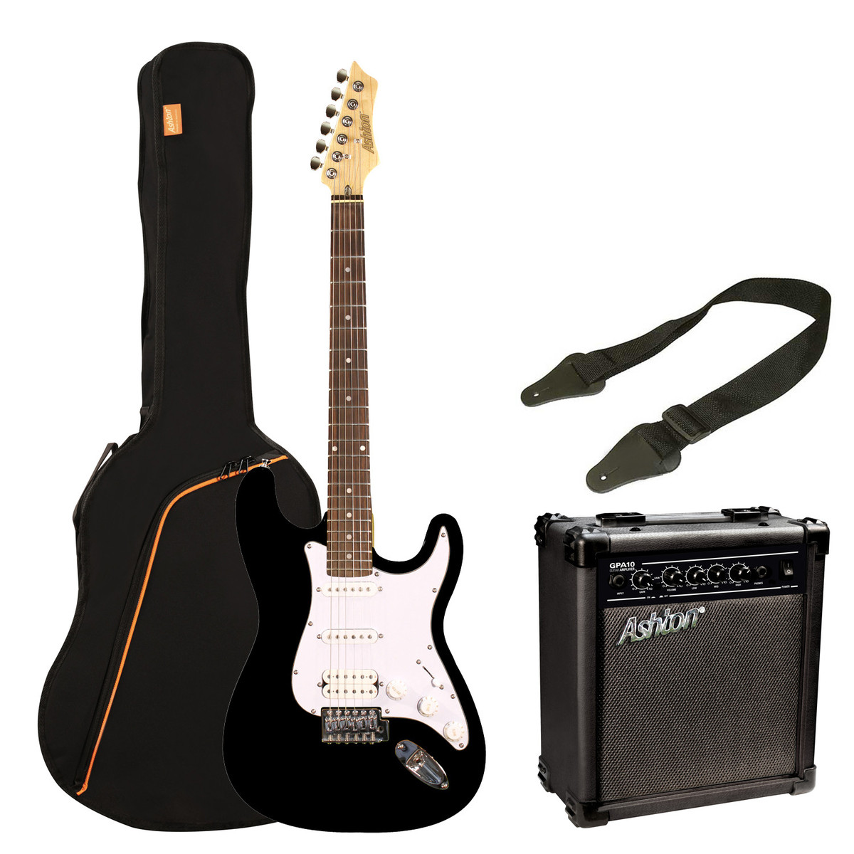 DISC Ashton SPAG232 Electric Guitar Starter Pack, Black at Gear4music