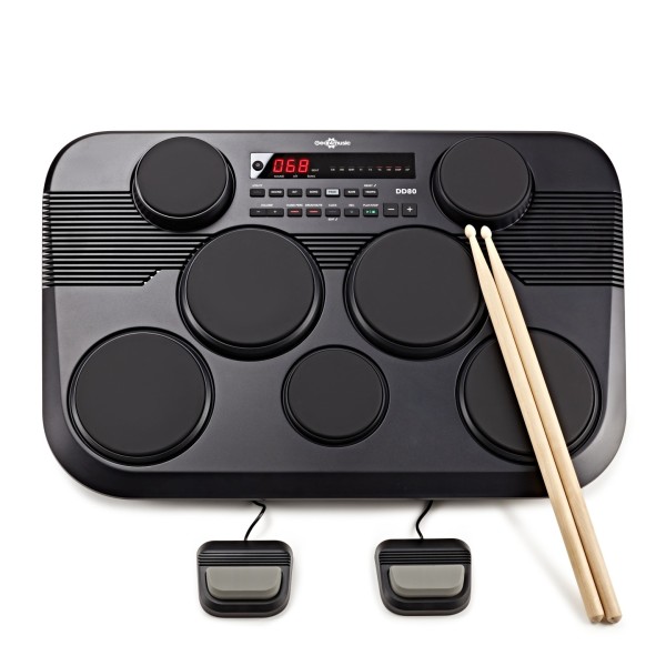 DD80 Portable Electric Drum Pads by Gear4music, Stand & Headphones Pack ...