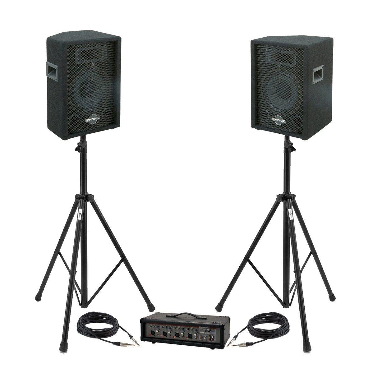 DISC Phonic 300W SEM710 Plus PA System with Stands + Cables | Gear4music