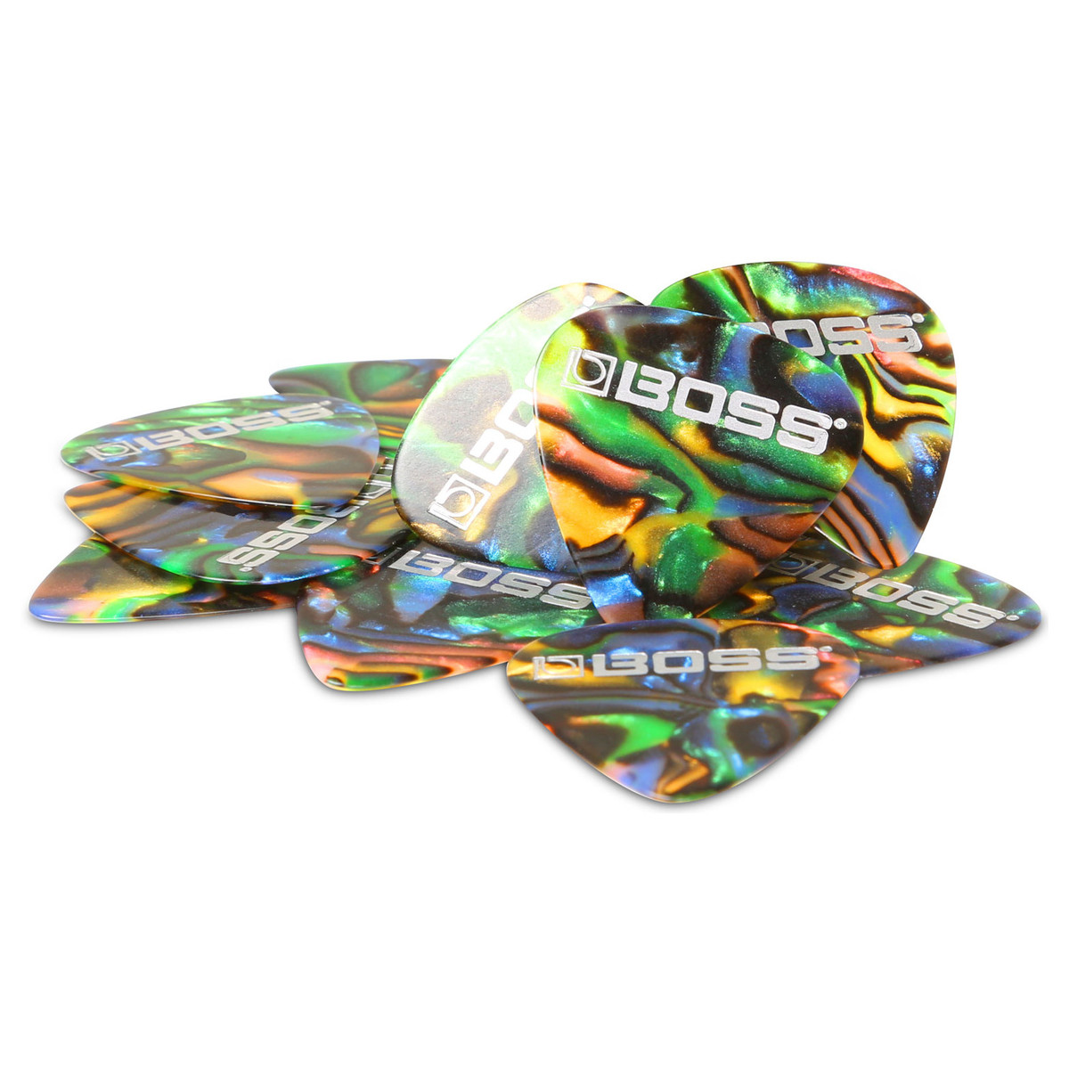 Boss Celluloid Pick Medium 12 Pack, Abalone at Gear4music