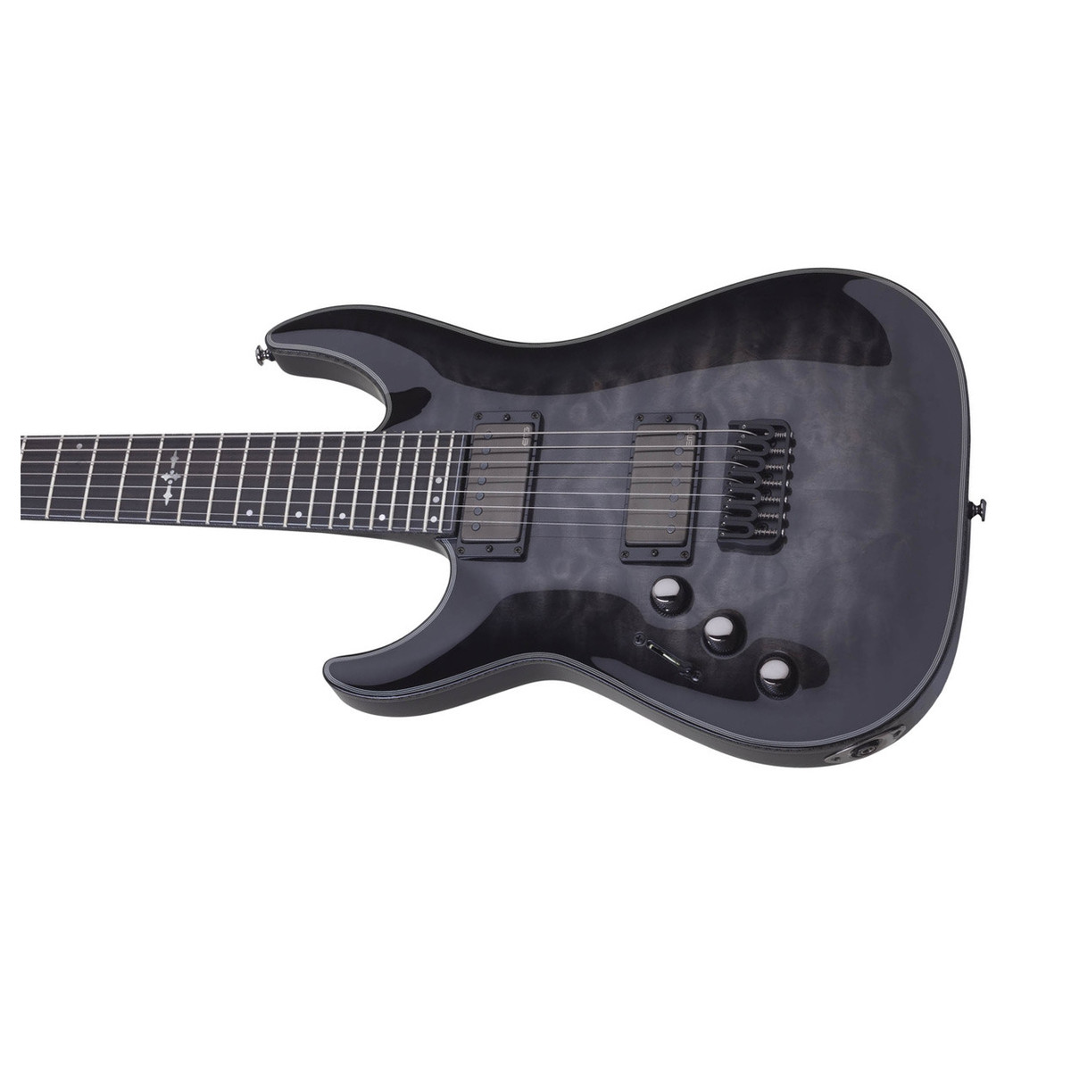 Schecter Hellraiser Hybrid C-7 Left Handed Guitar, Trans Black at ...