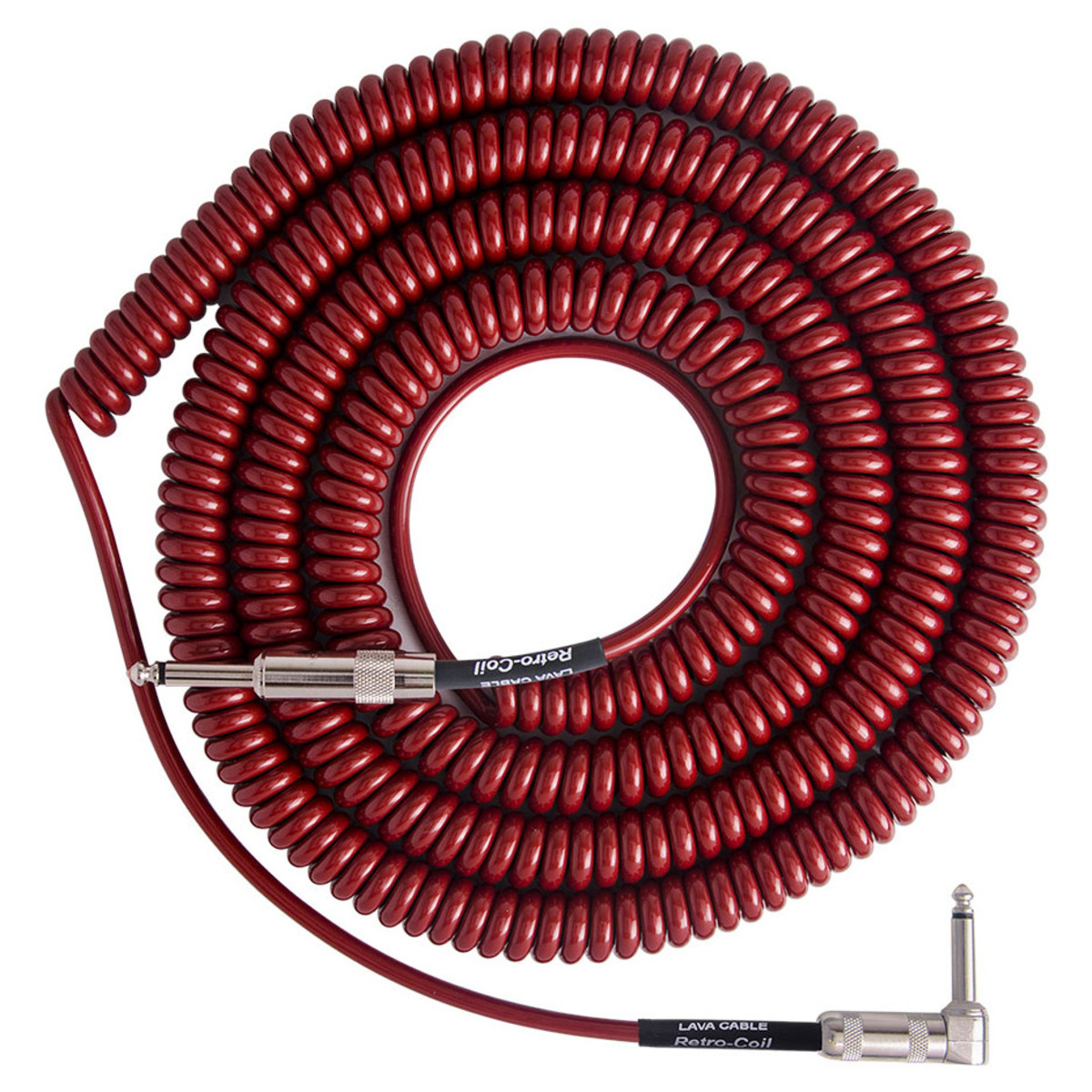 DISC Lava Cable Retro Coil Angled Instrument Cable 20ft, Metallic Red ...
