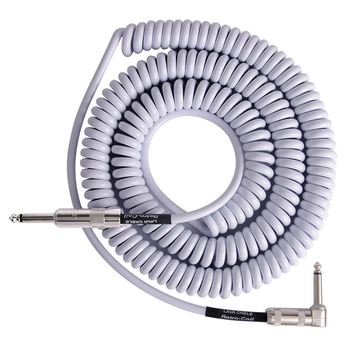 DISC Lava Cable Retro Coil Angled Instrument Cable 20ft, White | Gear4music