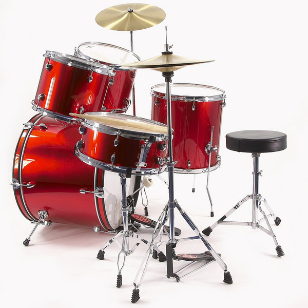 Full Size Starter Drum Kit + Beginners Pack, Red at Gear4music