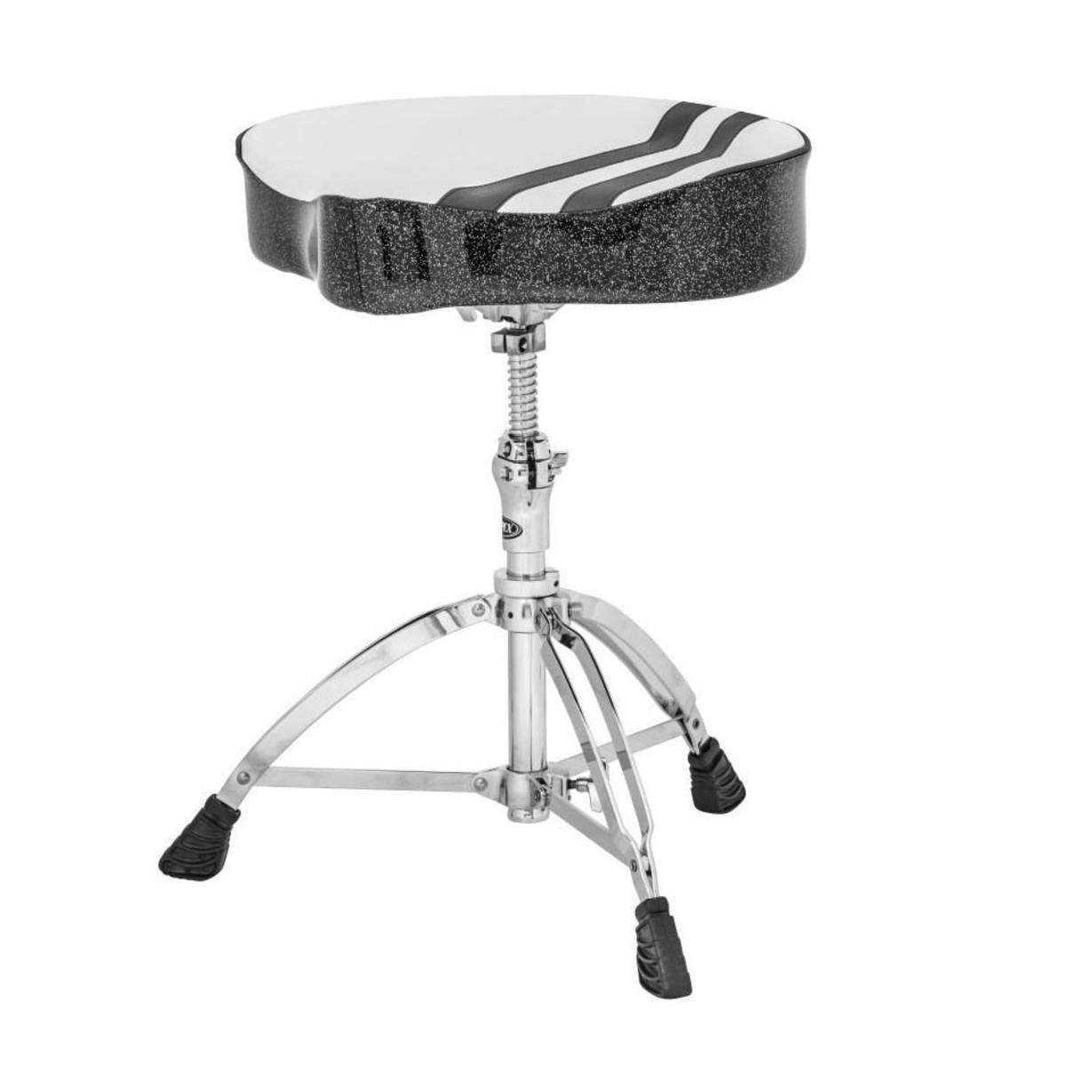 DISC Mapex T756W Stool Saddle Top, Threaded Base, White/Black Stripe at ...