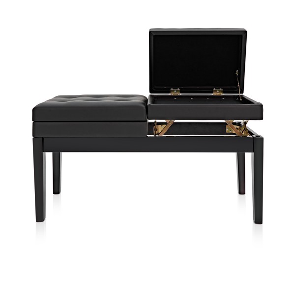 Deluxe Duet Piano Stool with Storage by Gear4music, Gloss Black at ...