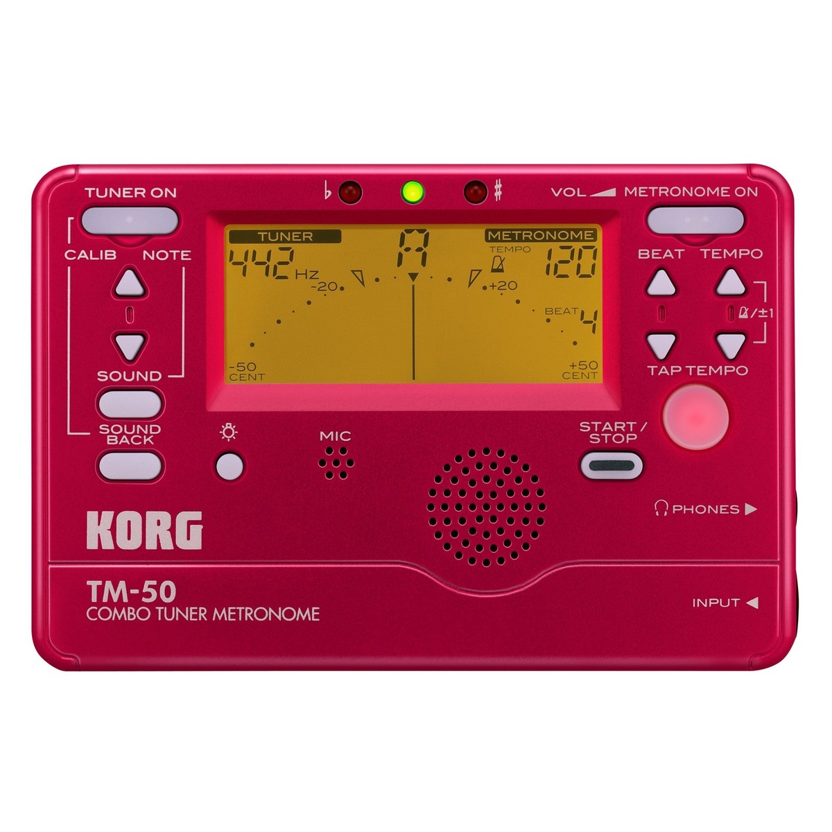 DISC Korg TM-50 Combo Tuner/Metronome, Red | Gear4music