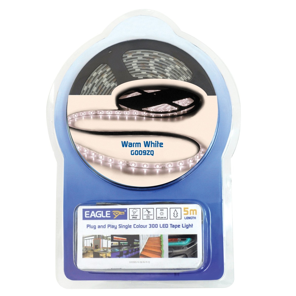 DISC Eagle IP65 LED Tape Light Kit 5m With In-Line PSU, Warm White at ...