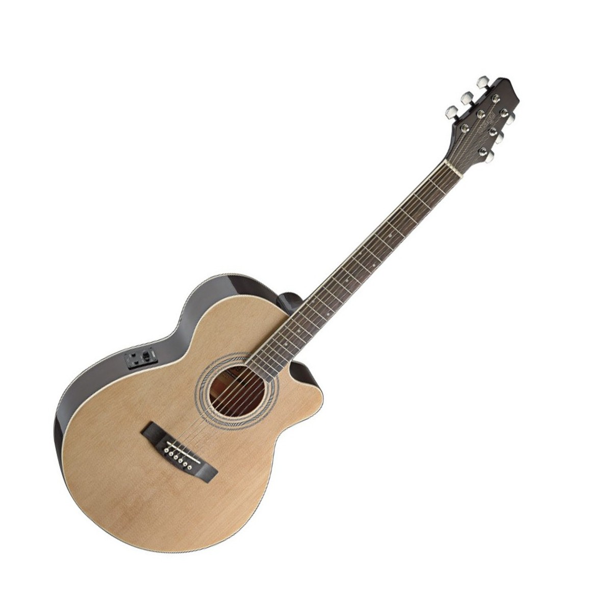 DISC Stagg Mini Jumbo Spruce Mahogany Electro Acoustic Cutaway, Natur ...