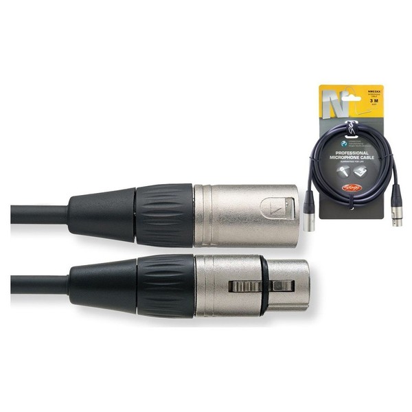 Stagg N-Series 3m Professional Microphone Cable, Black at Gear4music