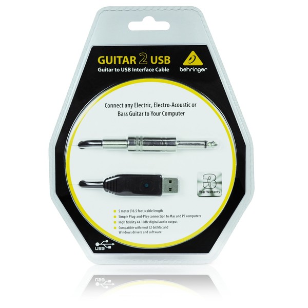 Behringer GUITAR 2 USB - Guitar to USB Interface Cable at Gear4music