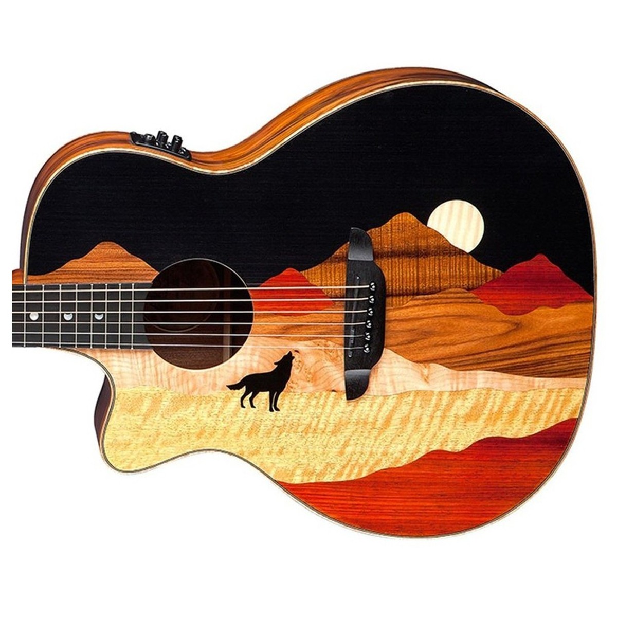 DISC Luna Vista Wolf Tropical Wood Electro Acoustic Lefty W/ Case na ...
