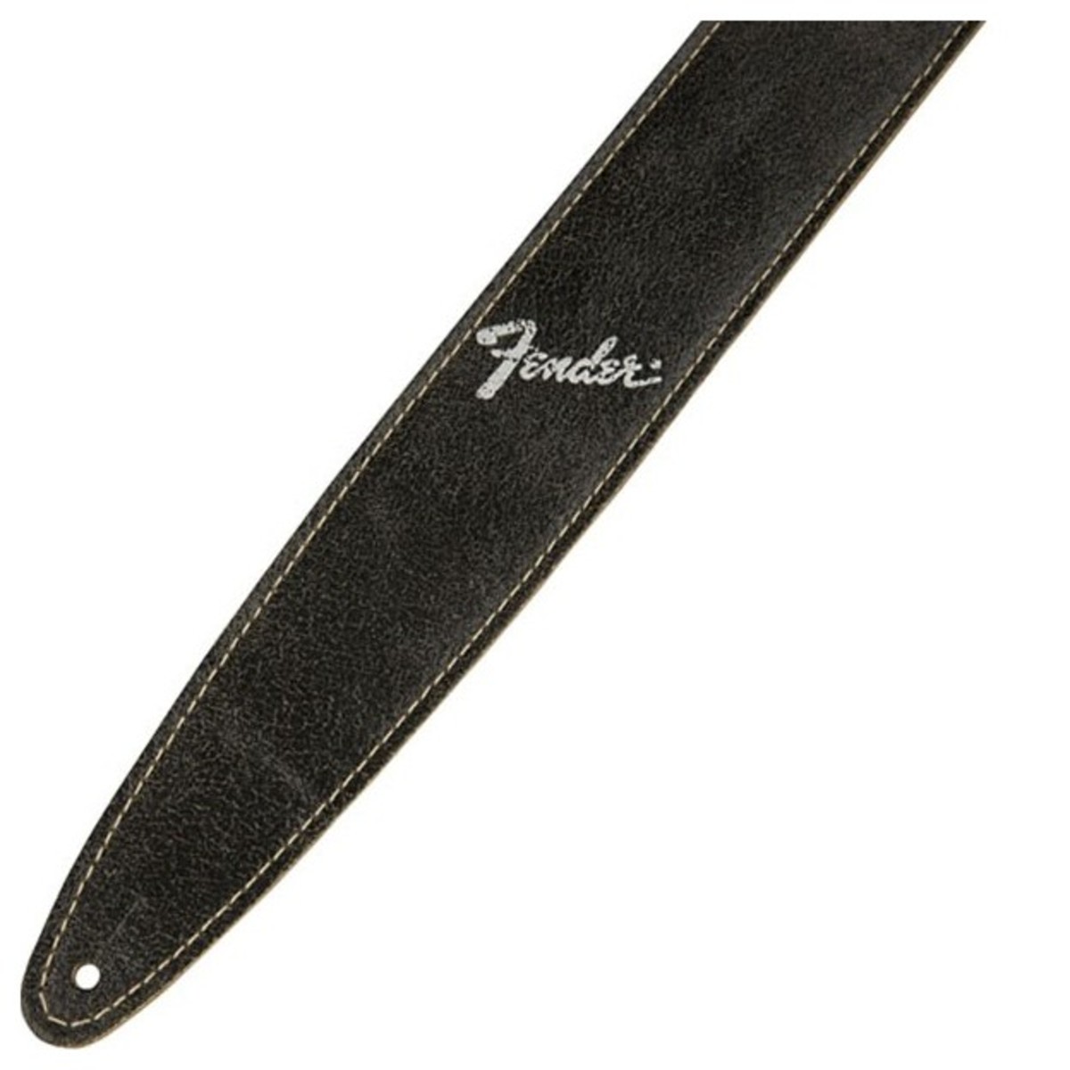 DISC Fender Distressed Leather 2" Strap, Black at Gear4music