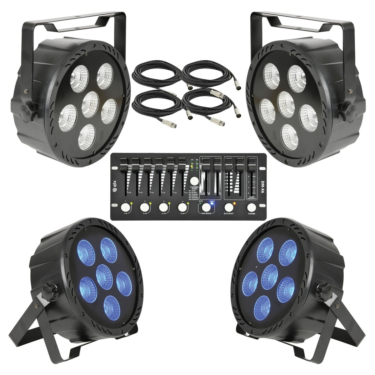 QTX PL-COB6 6 x 30W COB Par Light - DMX Bundle at Gear4music