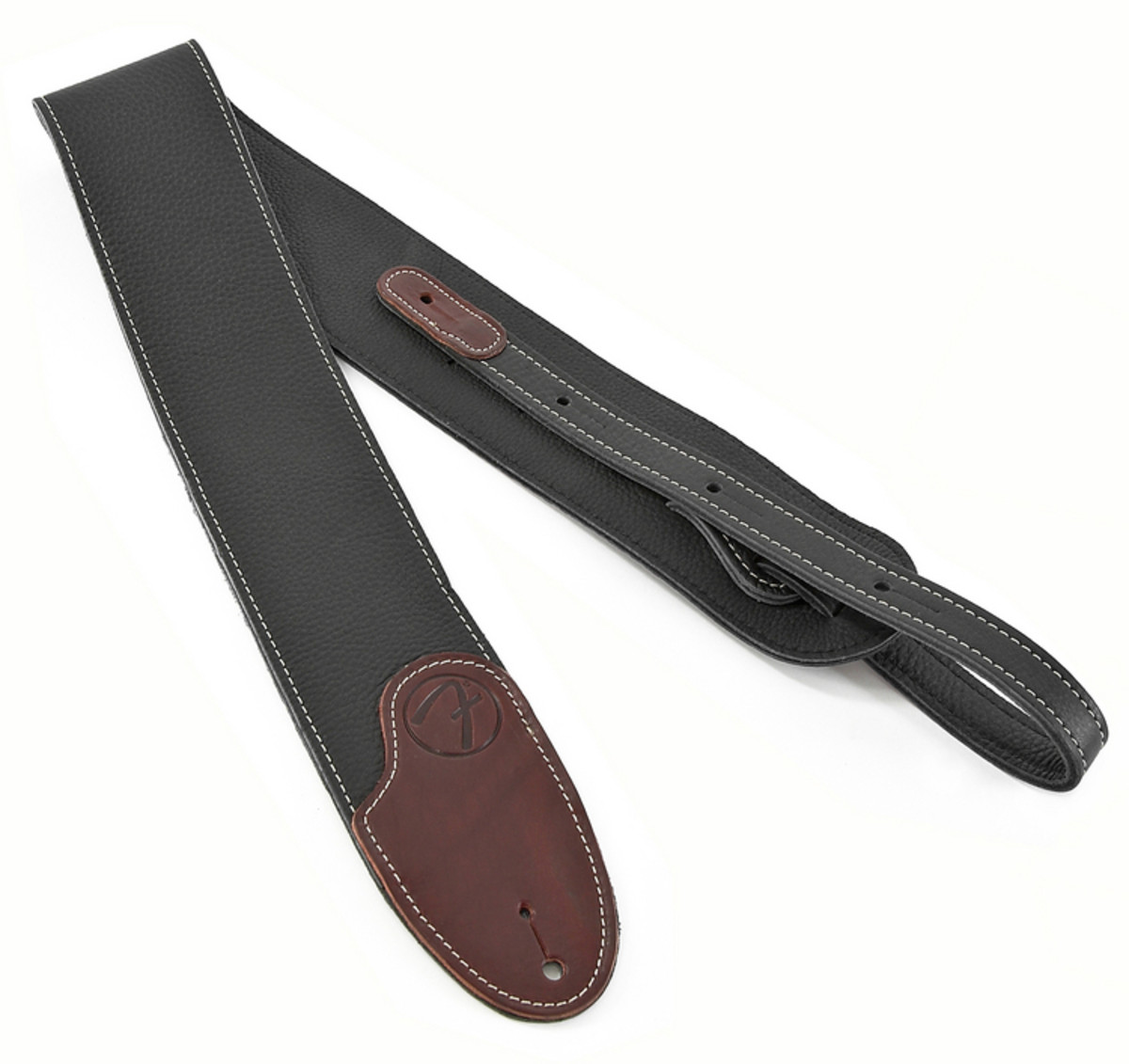 DISC Fender Custom HQ 3" Leather Strap Black at Gear4music