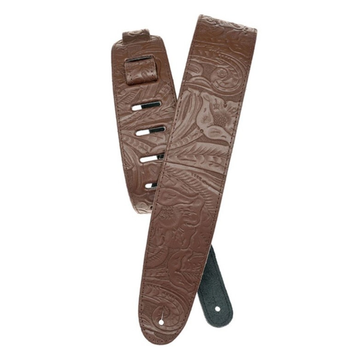 DISC Planet Waves Embossed Leather Guitar Strap, Brown | Gear4music