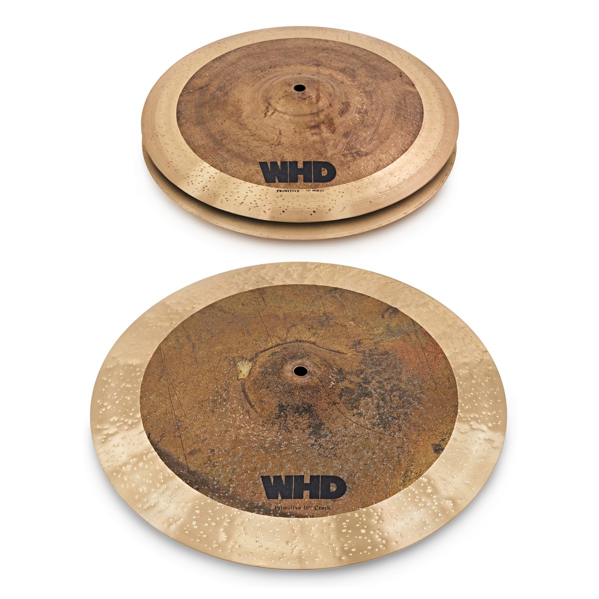 WHD Primitive 18" Crash & 14" Hi-Hats Drum Cymbal Pack at Gear4music