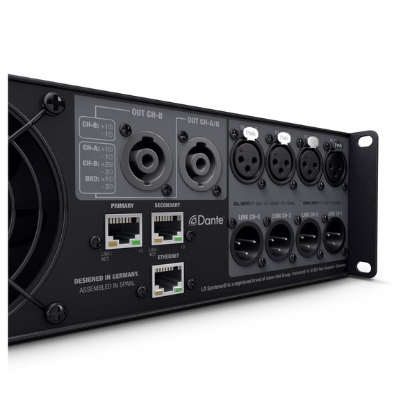 LD Systems DSP44K 4 Channel DSP Power Amplifier With Dante | Gear4music
