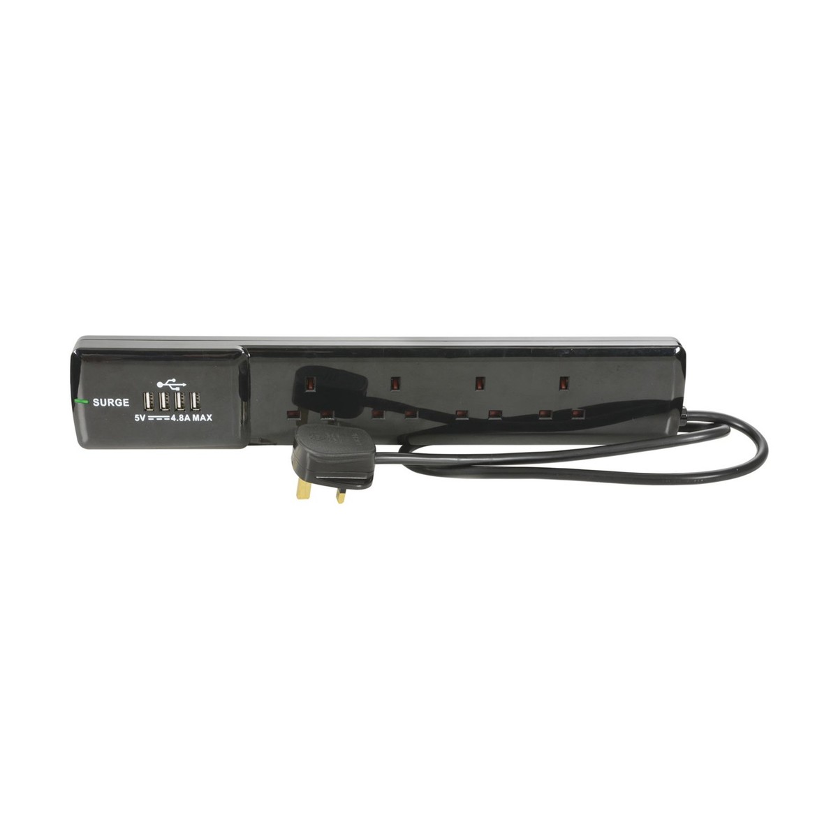 DISC Mercury 4 Gang Extension Lead with USB Ports, 2m at Gear4music