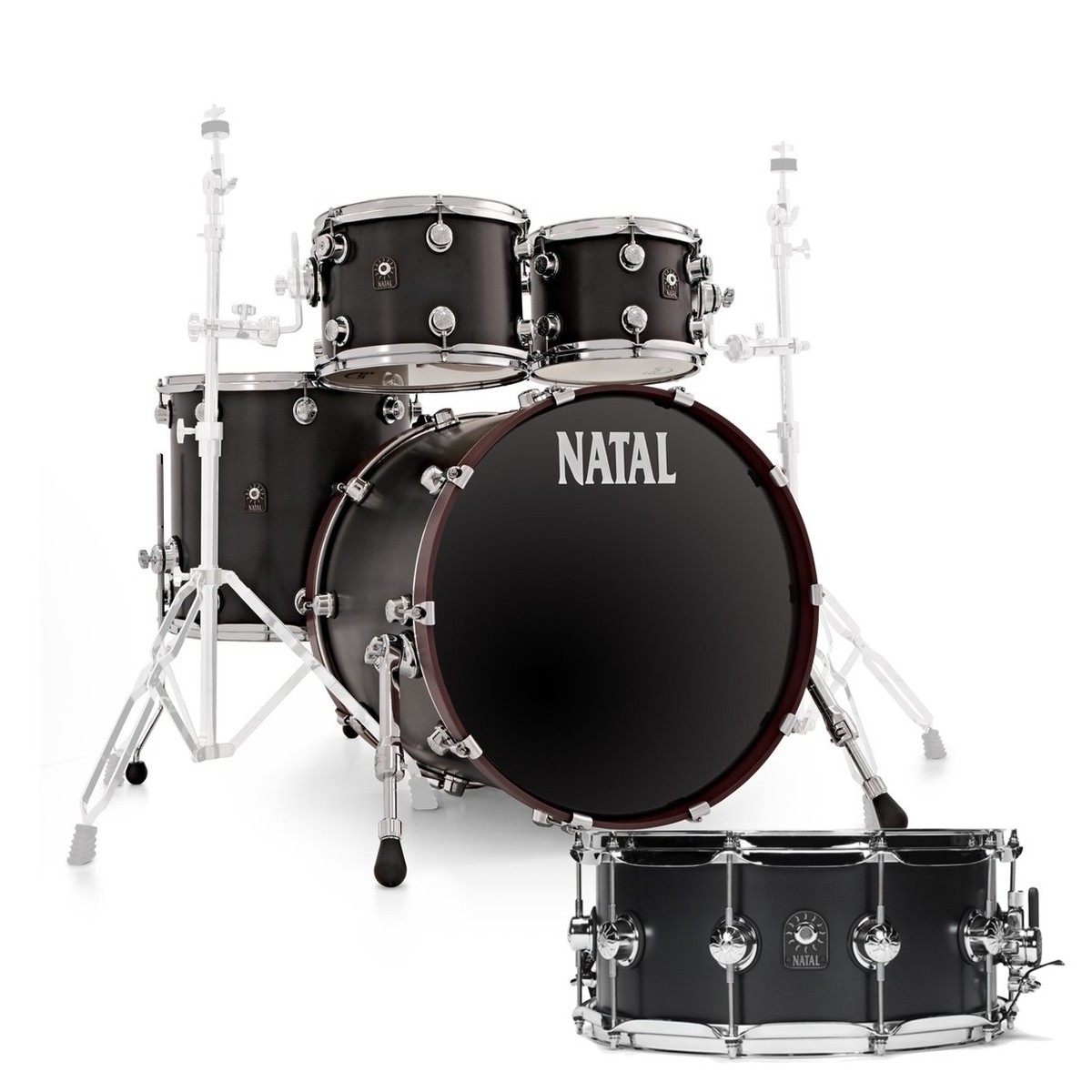 Natal Café Racer 22'' 4pc Shell Pack w/Free Snare, Matte Black at ...