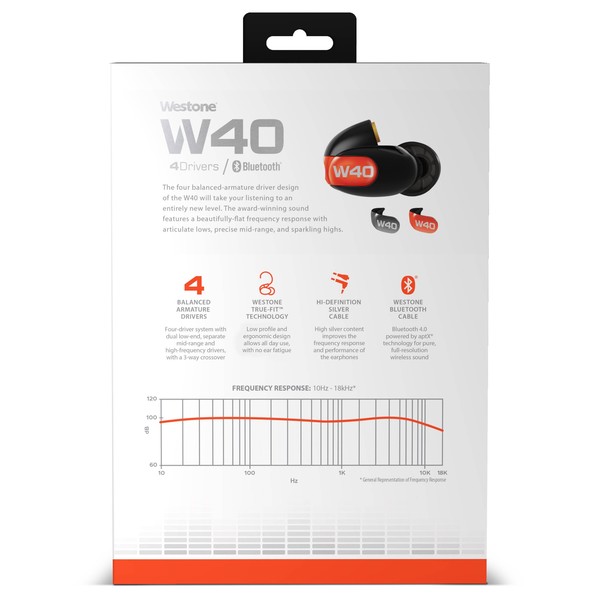 DISC Westone W40 Earphones with Bluetooth, Black at Gear4music