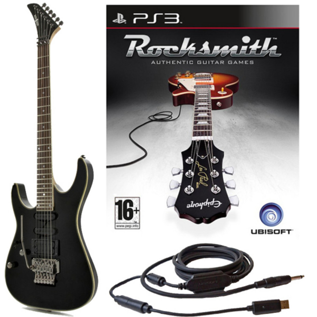 Rocksmith PS3 + Black Knight CL-32, Black, Left Handed at Gear4music