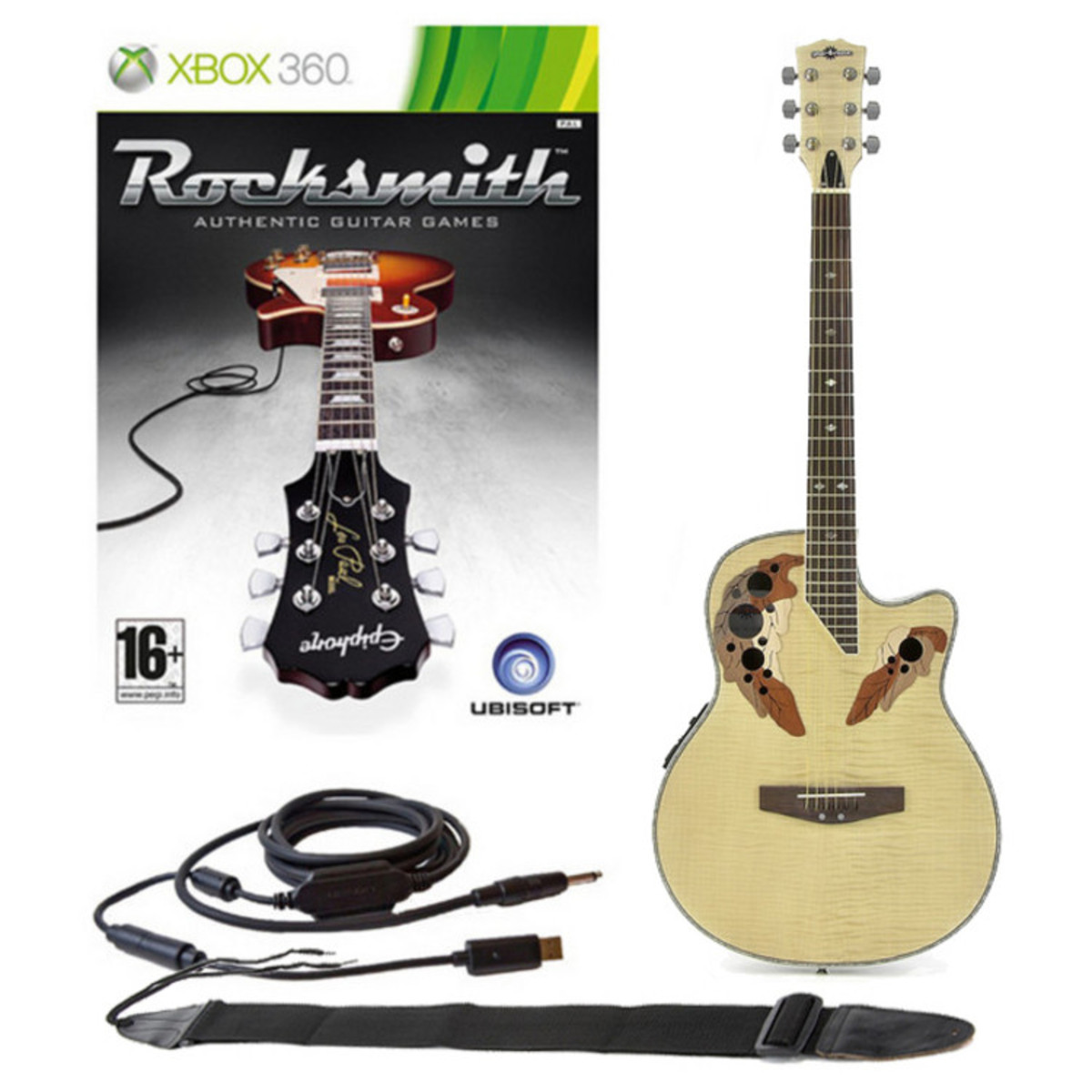 DISC Rocksmith Xbox + Deluxe Round Back Acoustic Guitar, Flame Maple ...