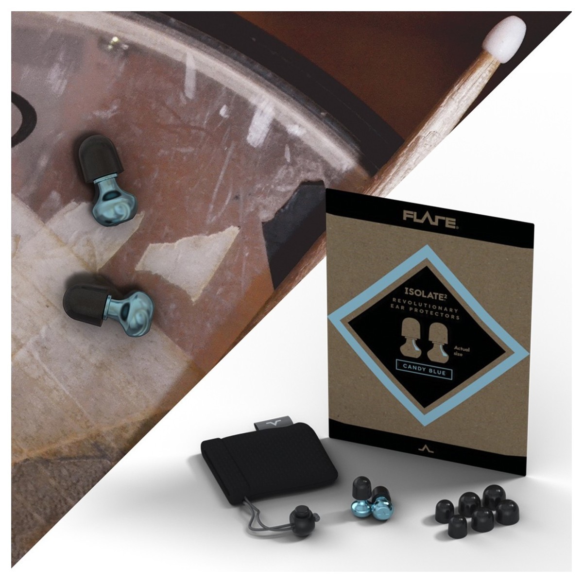 Flare Audio Isolate 2, Candy Blue at Gear4music