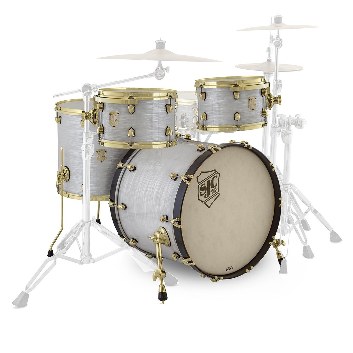 DISC SJC Drums Providence 22" 4pc Shell Pack, White Ripple, Brass HW at ...