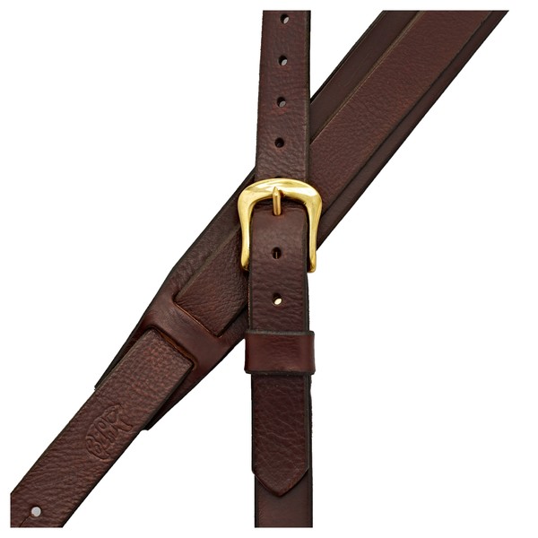 Bear Straps Slim Padded Guitar Strap, Red w/ Brass Buckle at Gear4music