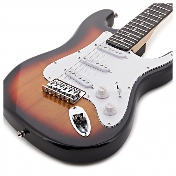 3/4 LA Electric Guitar Sunburst, Mini Guitar Amp Pack at Gear4music