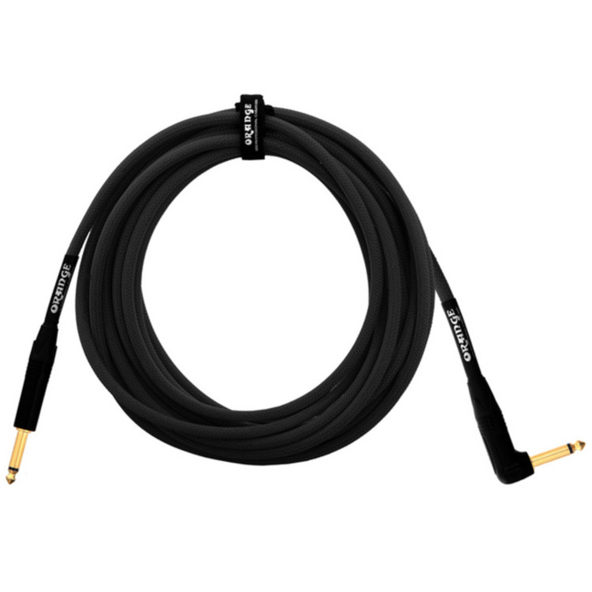 Orange 10 ft Instrument Right Angle Cable, Black Woven at Gear4music
