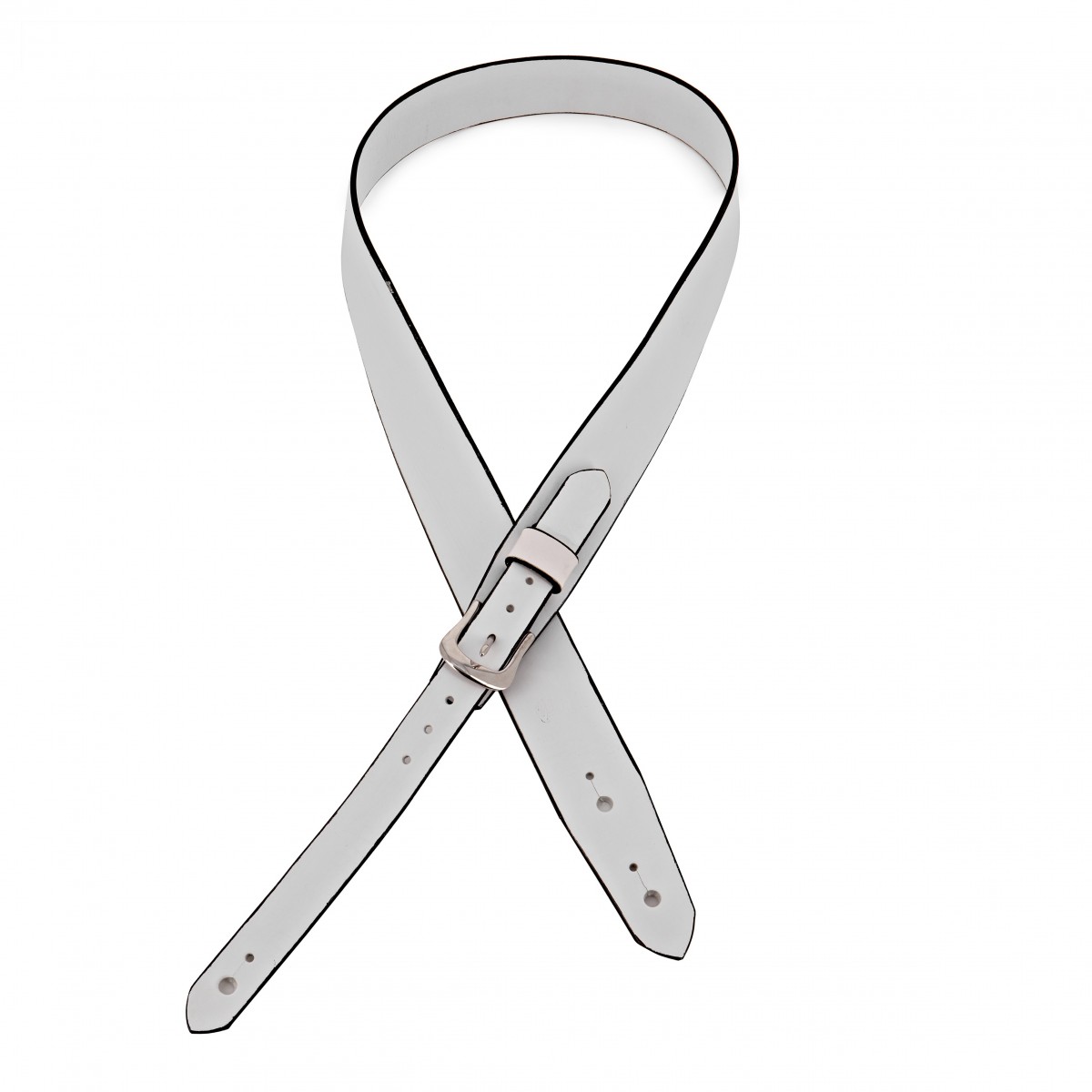 Bear Straps Slimline Classic Guitar Strap, White w/ Nickel Buckle ...
