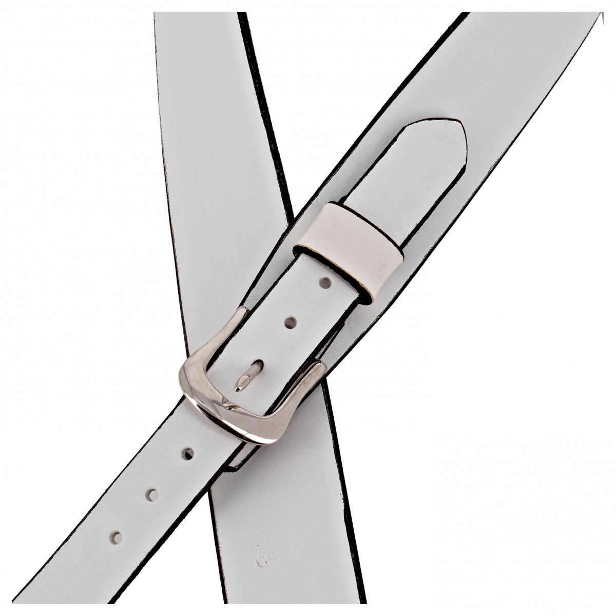 Bear Straps Slimline Classic Guitar Strap, White w/ Nickel Buckle ...