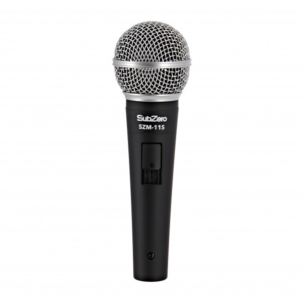 SubZero Dynamic Vocal Microphone with Switch, 3x Straight Stand Pack at Gear4music