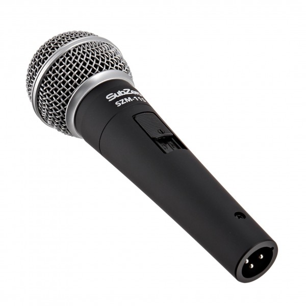 SubZero Dynamic Vocal Microphone with Switch, 3x Straight Stand Pack at Gear4music