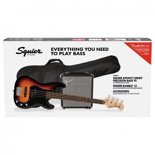 Squier Affinity Precision Bass PJ Pack, 3-Color Sunburst at Gear4music